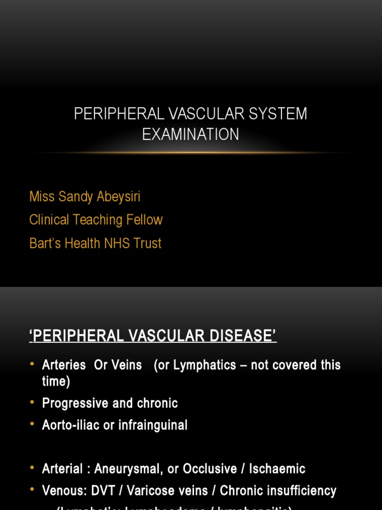Peripheral Vascular Examination Pdf Blood Vessel Atherosclerosis