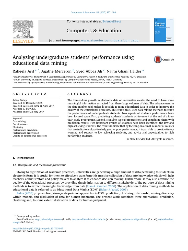 Analyzing Undergraduate Students' Performance Using Educational Data Mining | PDF | Cluster ...