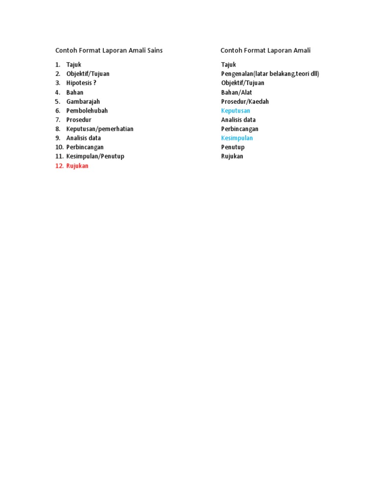 Contoh Format Laporan Amali | PDF