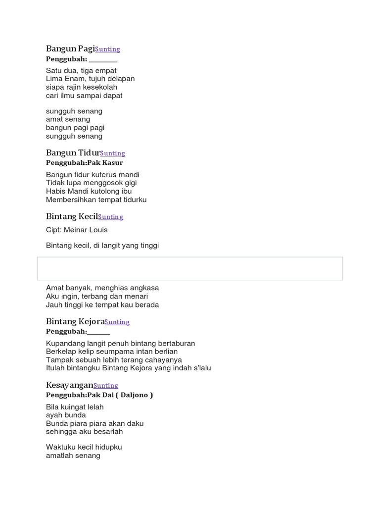 Lirik Lagu Anak-Anak Indonesia | PDF | Perjalanan