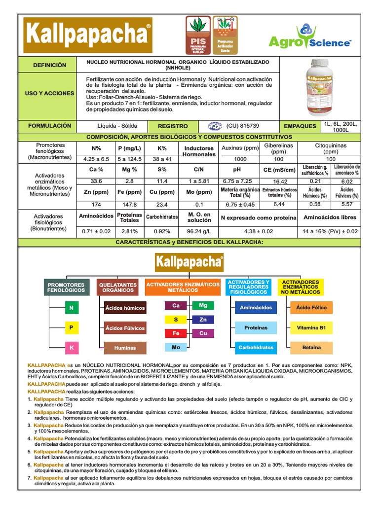 kallpapacha ficha tecnica | Fertilizante | Ácido