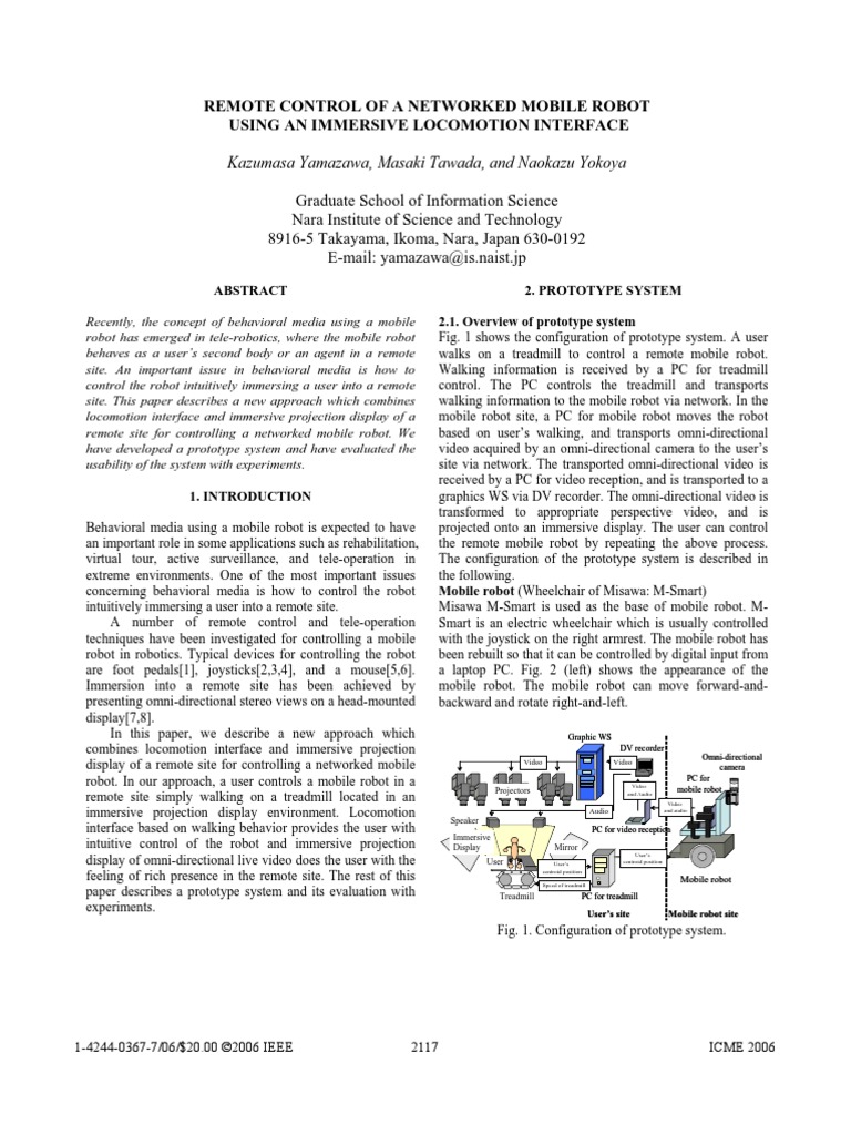 Remote Control of A Networked Mobile Robot Using An Immersive Locomotion Interface | PDF ...
