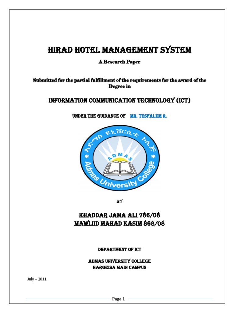 Hotel Management System 1 | PDF | Feasibility Study | Project Management