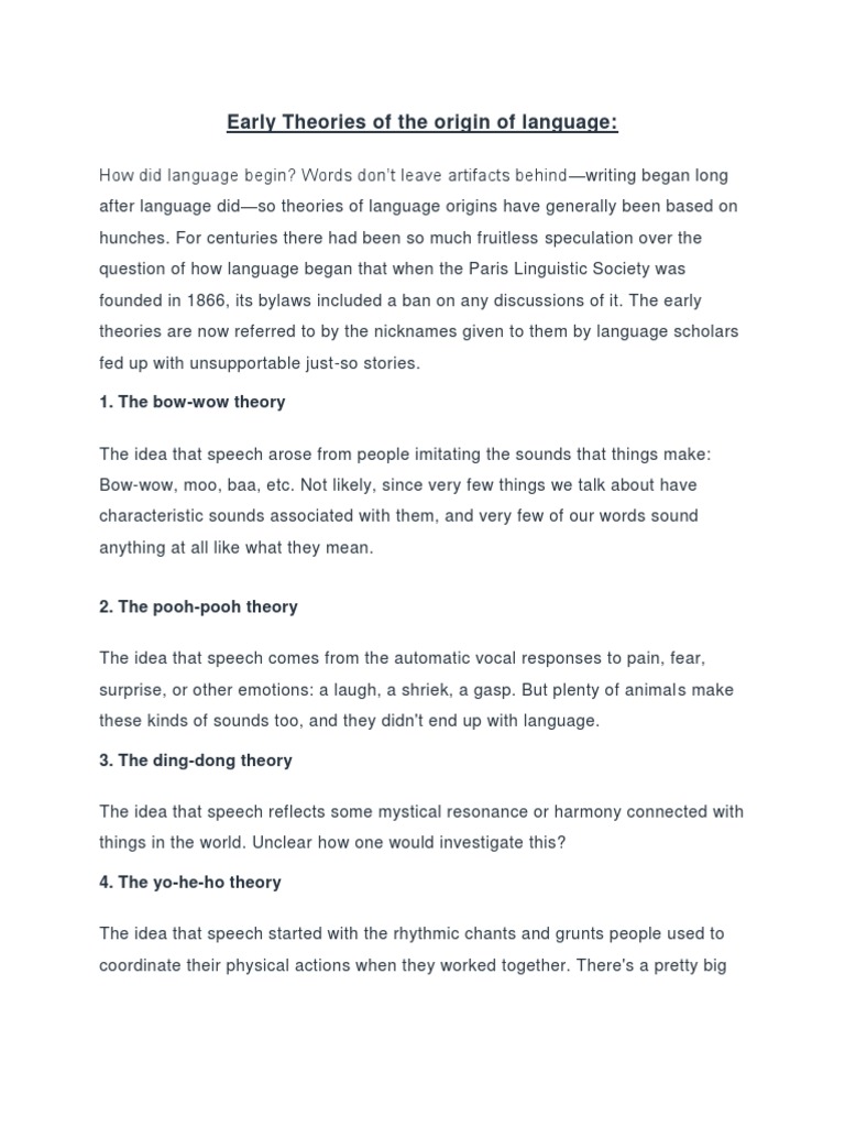 Theories of The Origin of Language | Download Free PDF | Origin Of ...