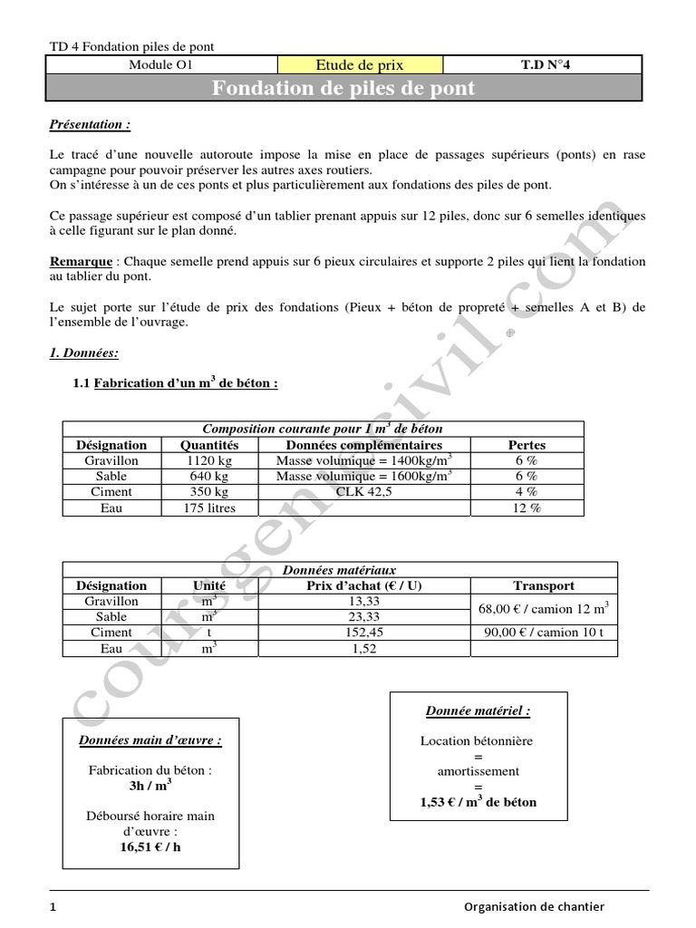 TD 4 Fondation Piles de Pont PDF | PDF | Pont | Conception architecturale