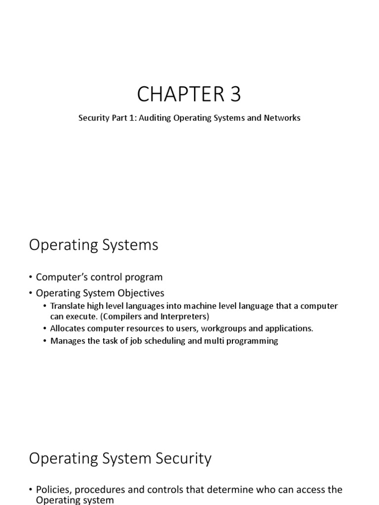 Security Part 1: Auditing Operating Systems and Networks | PDF | Operating System | Computer ...