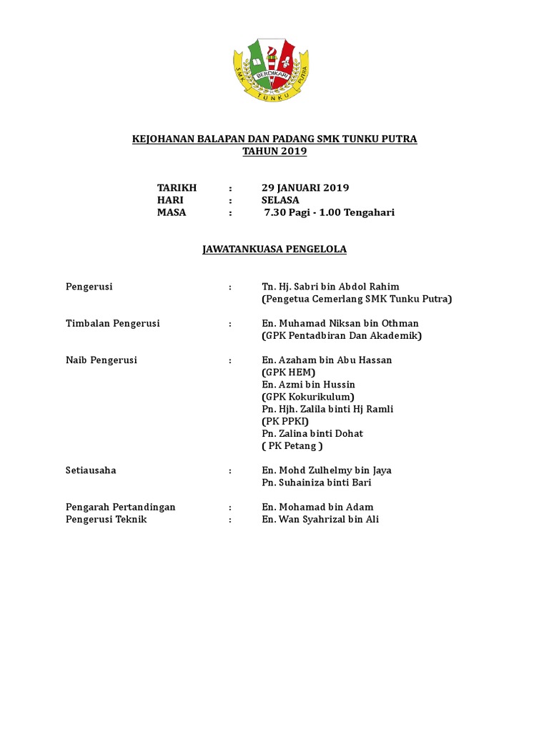 Senarai Ajk Dan Perincian Tugas 2019 | PDF