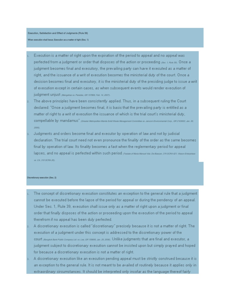 Rile 39 - Execution | PDF | Garnishment | Judgment (Law)