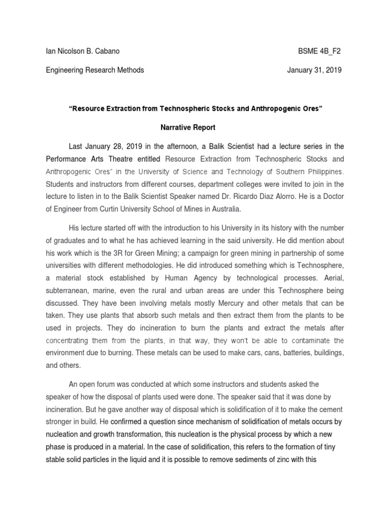 "Resource Extraction From Technospheric Stocks and Anthropogenic Ores ...