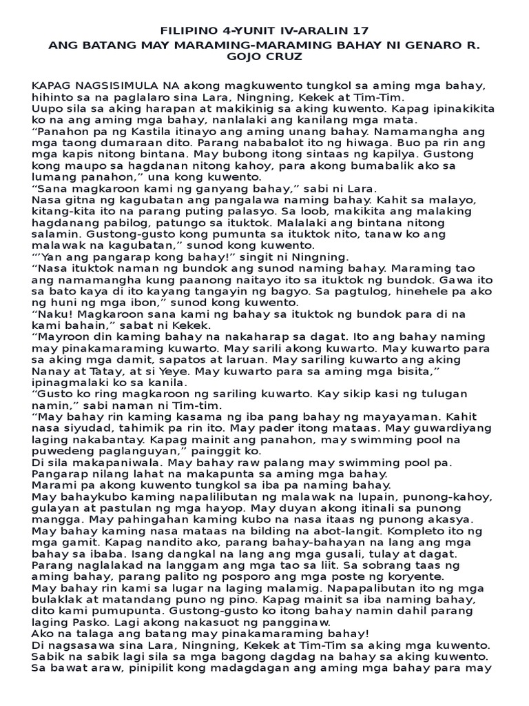 Ang Batang May Maraming Maraming Bahay | PDF