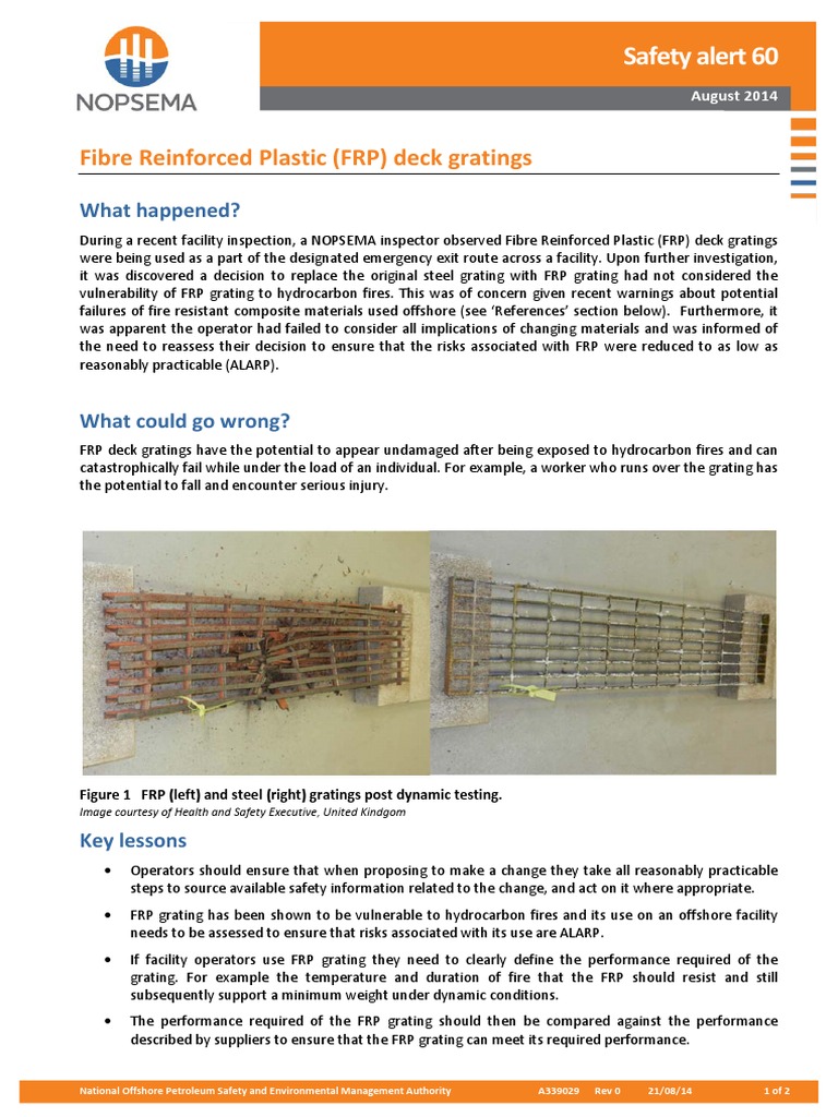 Alert 60 Fibre Reinforced Plastic Deck Gratings Aug 2014 | PDF | Fibre ...