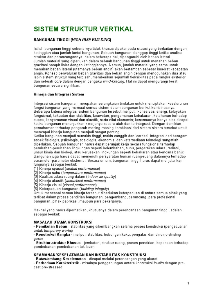 Sistem Struktur Vertikal Bangunan Tinggi | PDF | Teknologi & Rekayasa