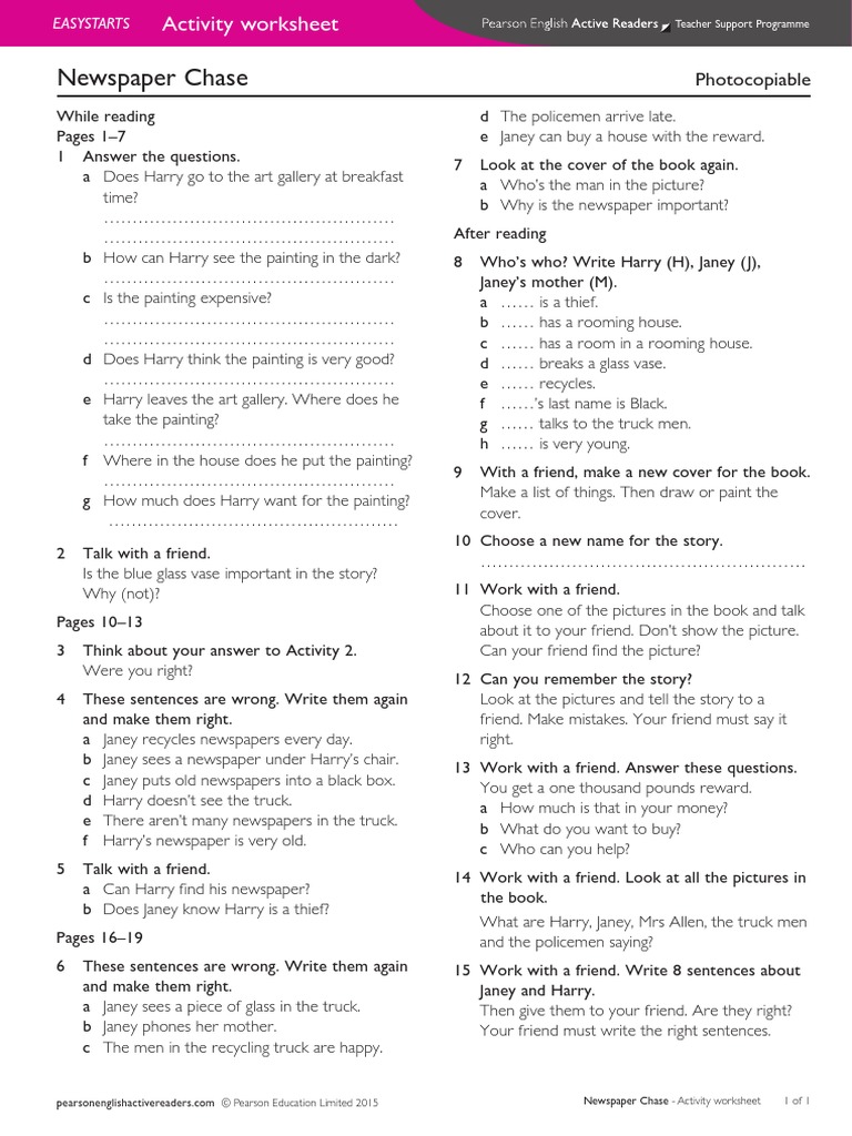 Newspaper Chase Activities | PDF