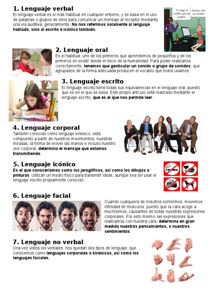Tipos de Lenguaje: Verbal y No Verbal | PDF | Artes del Lenguaje y ...