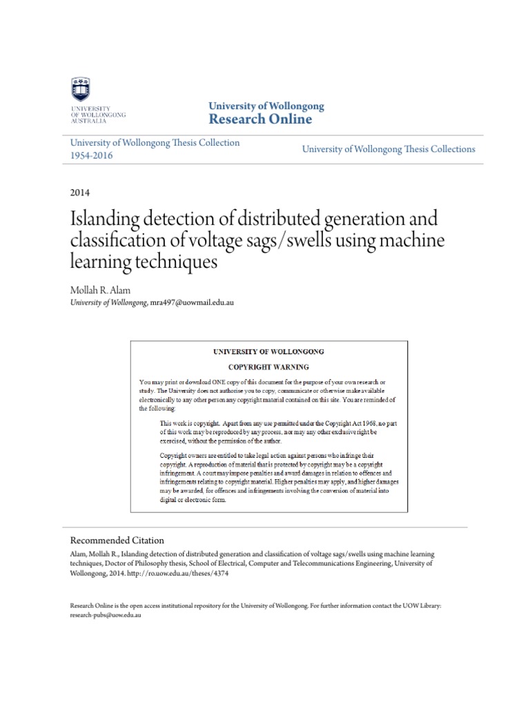 Islanding Detection of Distributed Generation and Classification | PDF | Support Vector Machine ...
