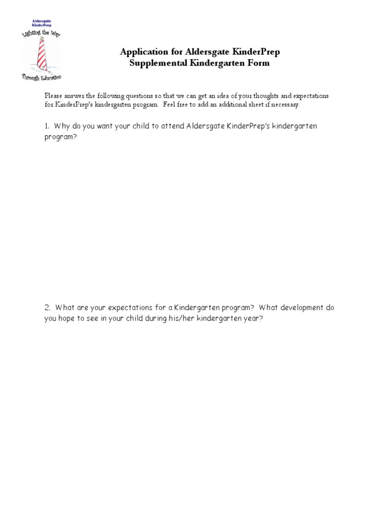 KinderPrep Parent Application | PDF