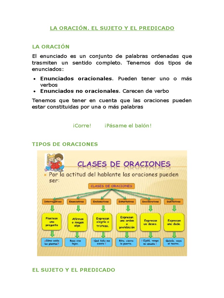La Oración. Sujeto y Predicado | PDF | Artes del Lenguaje y Comunicación