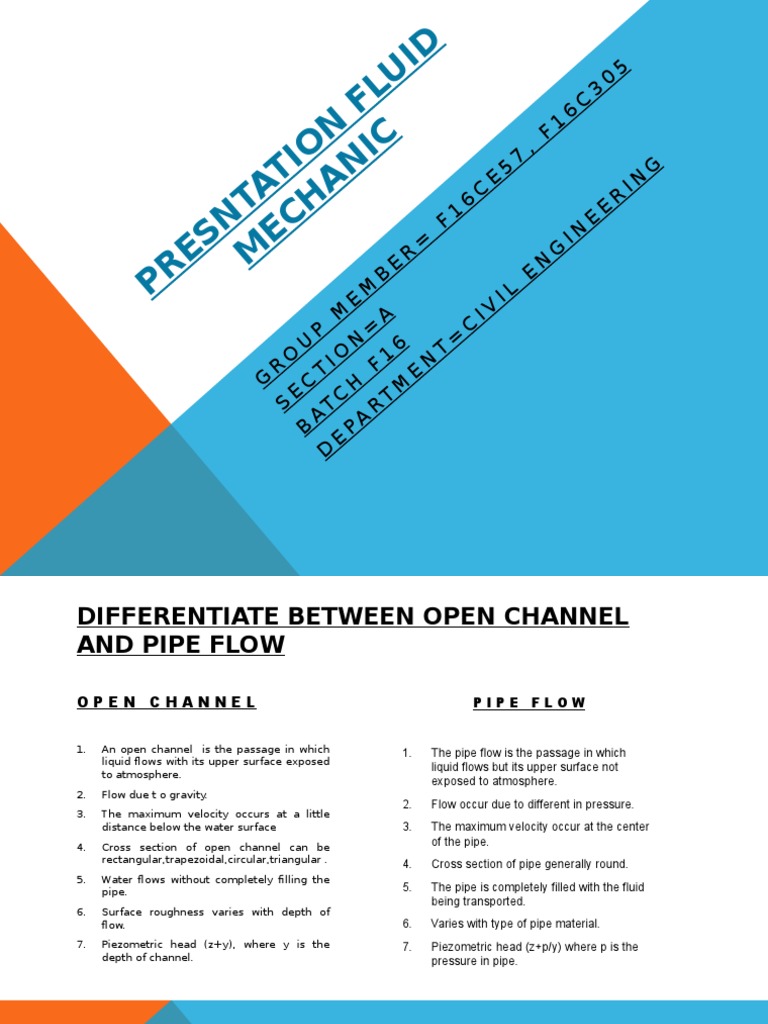 Open Channel | PDF | Fluid Dynamics | Pressure
