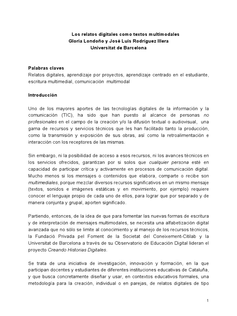 Rodriguez - Illera, Jose - Luis Londoño, Gloria - Los Relatos Digitales ...