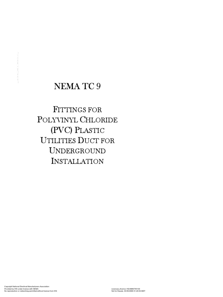 Nema TC9 | PDF | Polyvinyl Chloride | Ac Power Plugs And Sockets