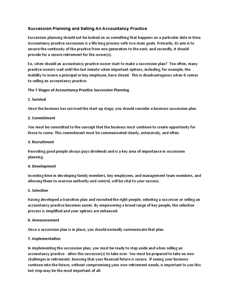 Selling An Accountancy Practice | PDF | Accounting | Option (Finance)