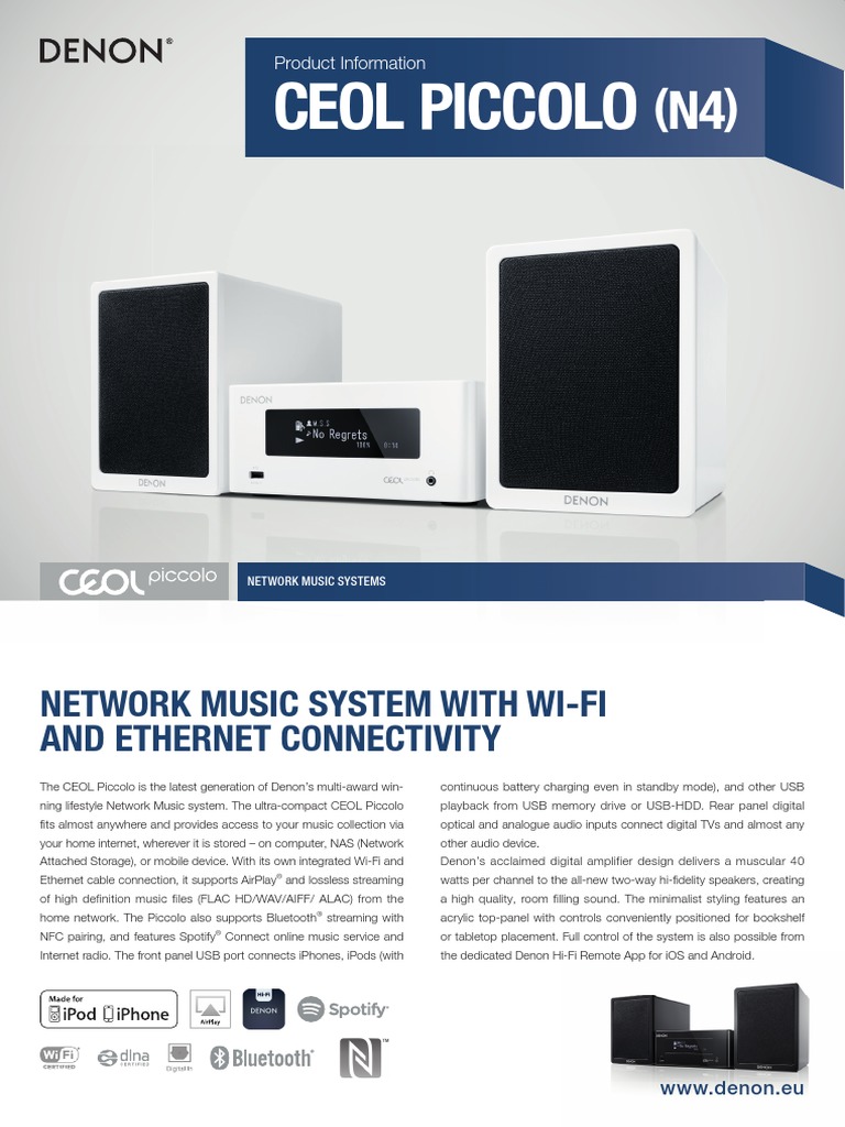 DN CEOL Piccolo Productinfo PDF V3 en 28102014 | PDF | Wi Fi | Loudspeaker