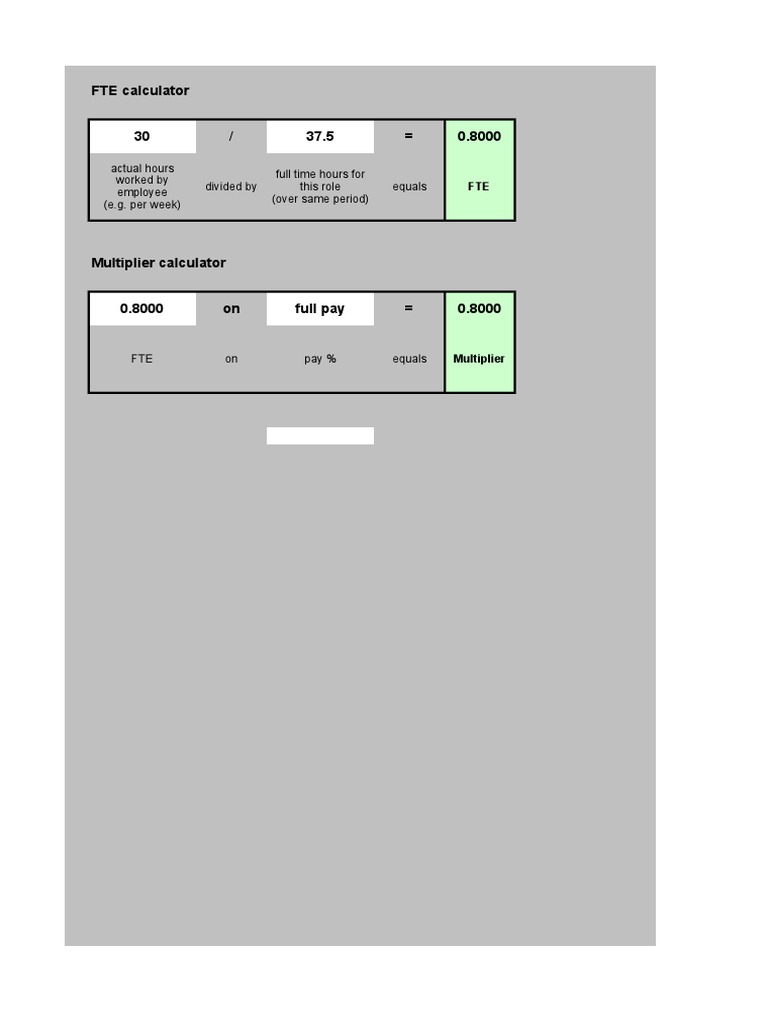 FTE and Pay Multiplier Calculator | PDF | Full Time | Multiplication
