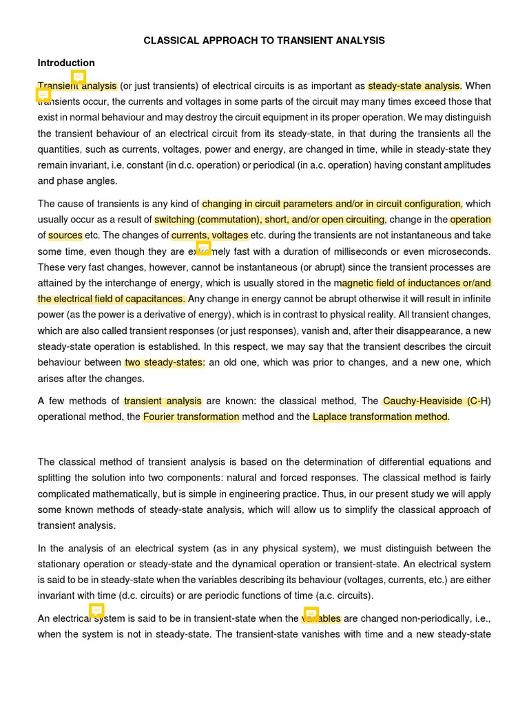 Classical Method To Transient Analysis | PDF | Electrical Network | Capacitor