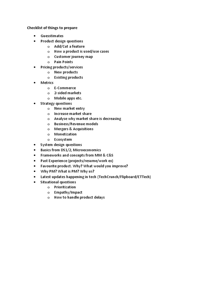 Checklist of Things To Prepare | PDF | Business | Art