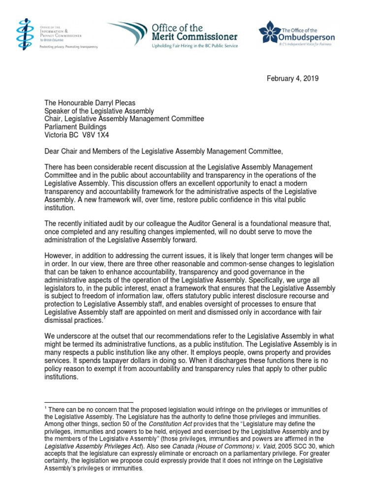 Legislative Reform Letter | PDF