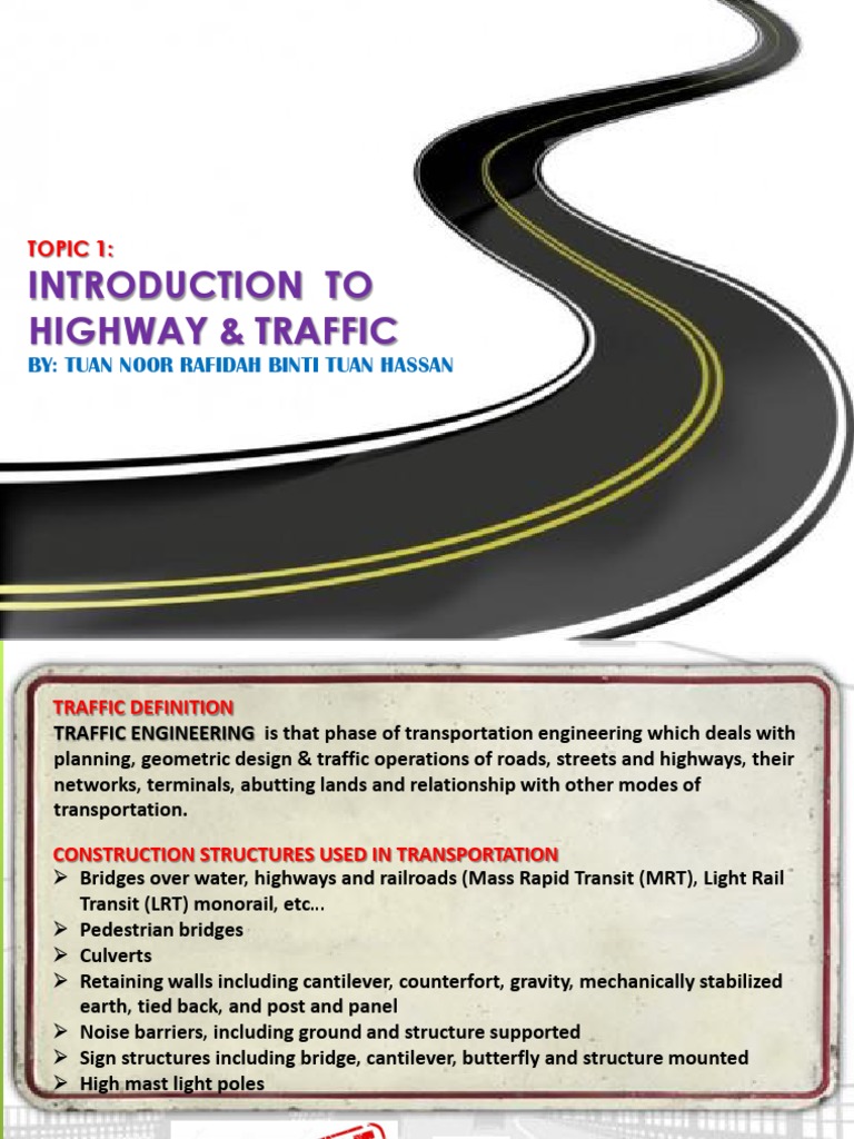 Introduction To Highway & Traffic: Topic 1 | Download Free PDF | Road ...