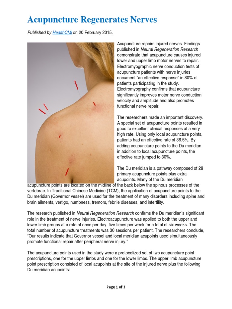 Acupuncture Regenerates Nerves | PDF | Acupuncture | Nervous System