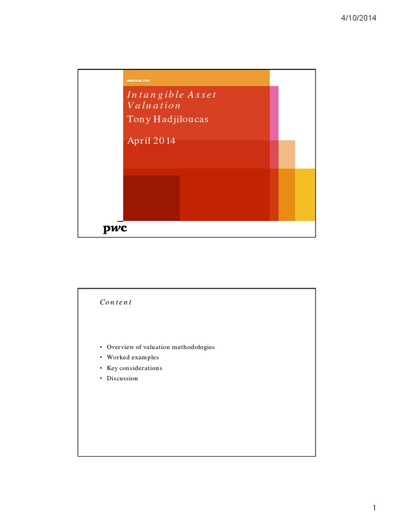 Intangible Asset Valuation: Tony Hadjiloucas April 2014 | PDF | Royalty Payment | Valuation ...