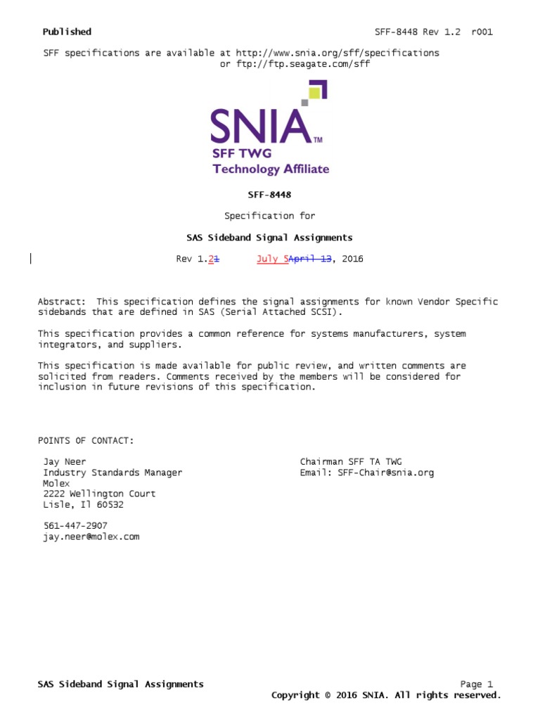 SFF 8448 | PDF | Electrical Connector | Digital Electronics