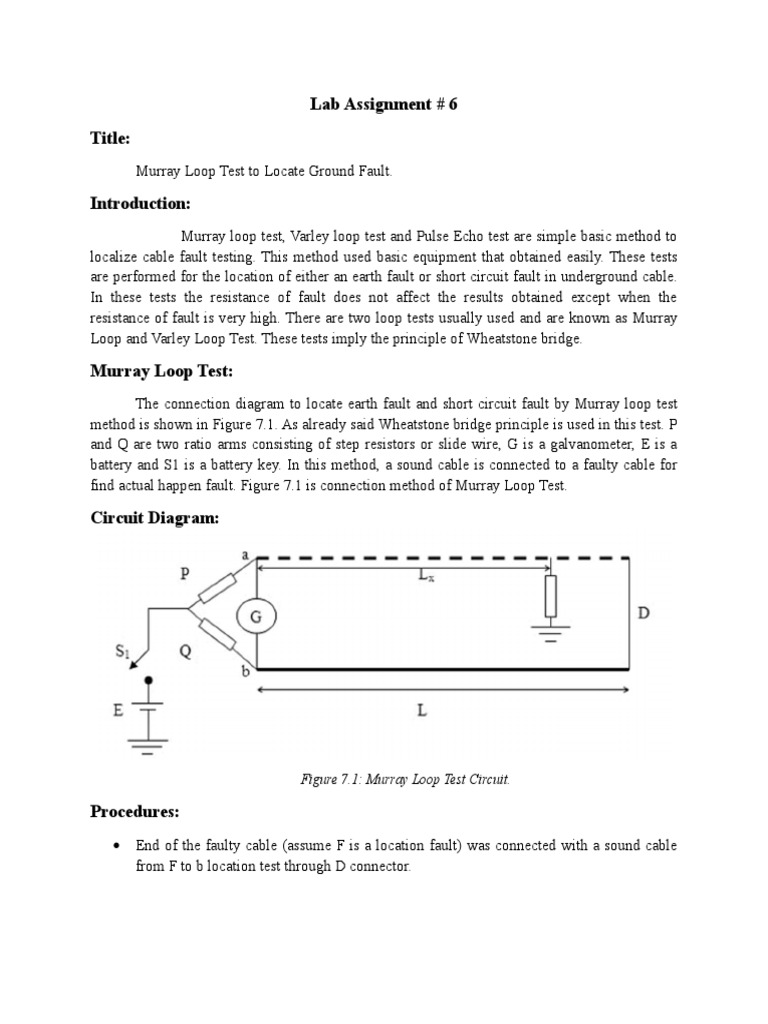 Murray Loop Test for Cable Fault Detection | PDF | Electrical ...