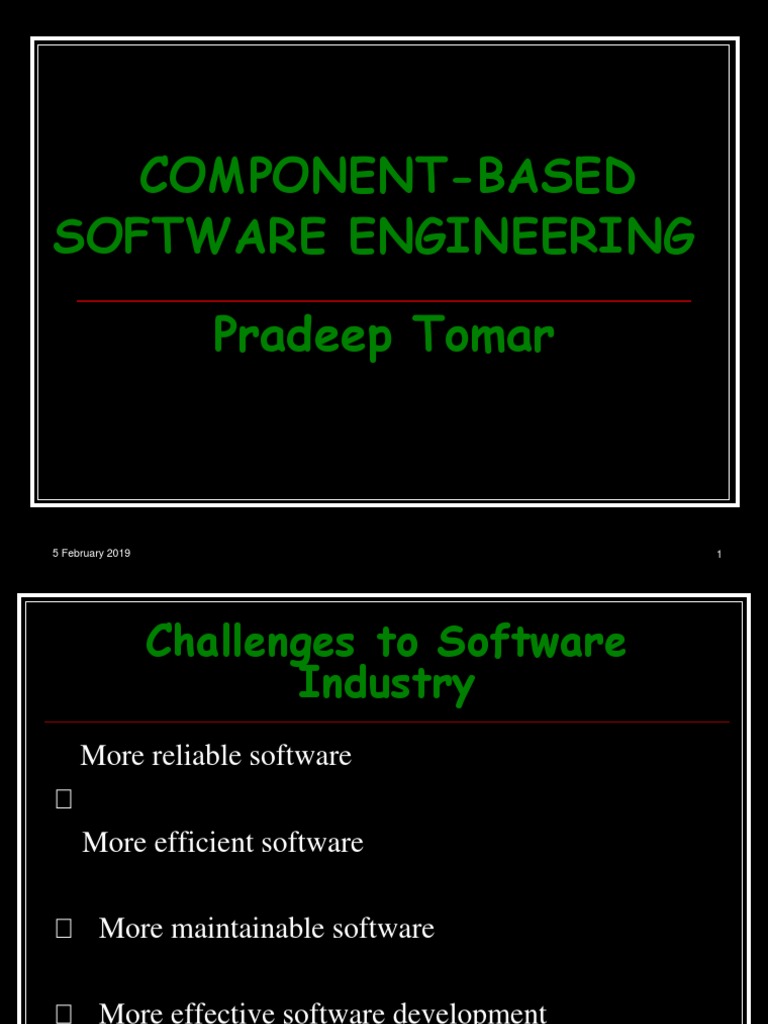 Component-Based Software Engineering Pradeep Tomar: 5 February 2019 1 | Download Free PDF ...