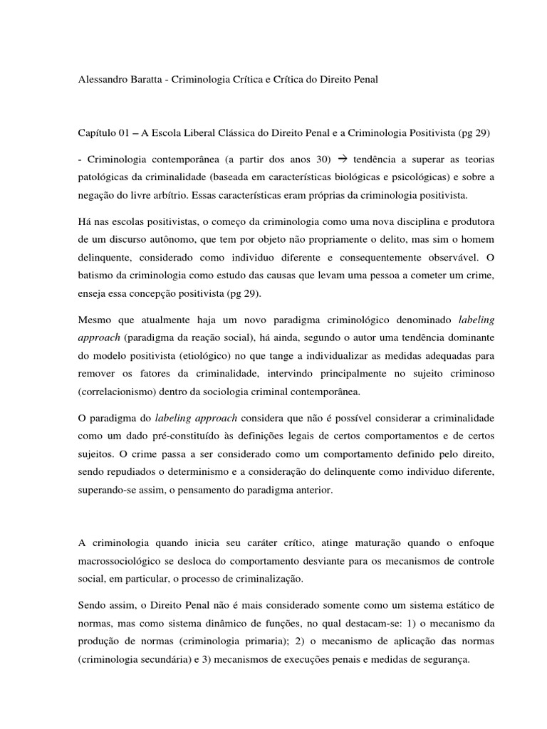 Alessandro Baratta | PDF | Criminologia | Direito Penal