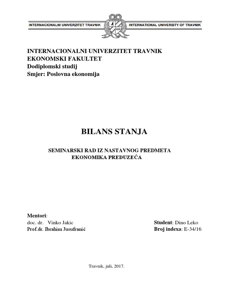 Bilans Stanja | PDF