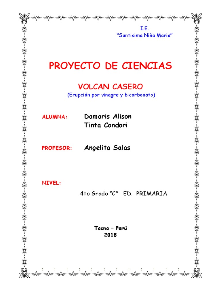 Proyecto Erupcion Del Volcan | PDF | Volcán | Vinagre