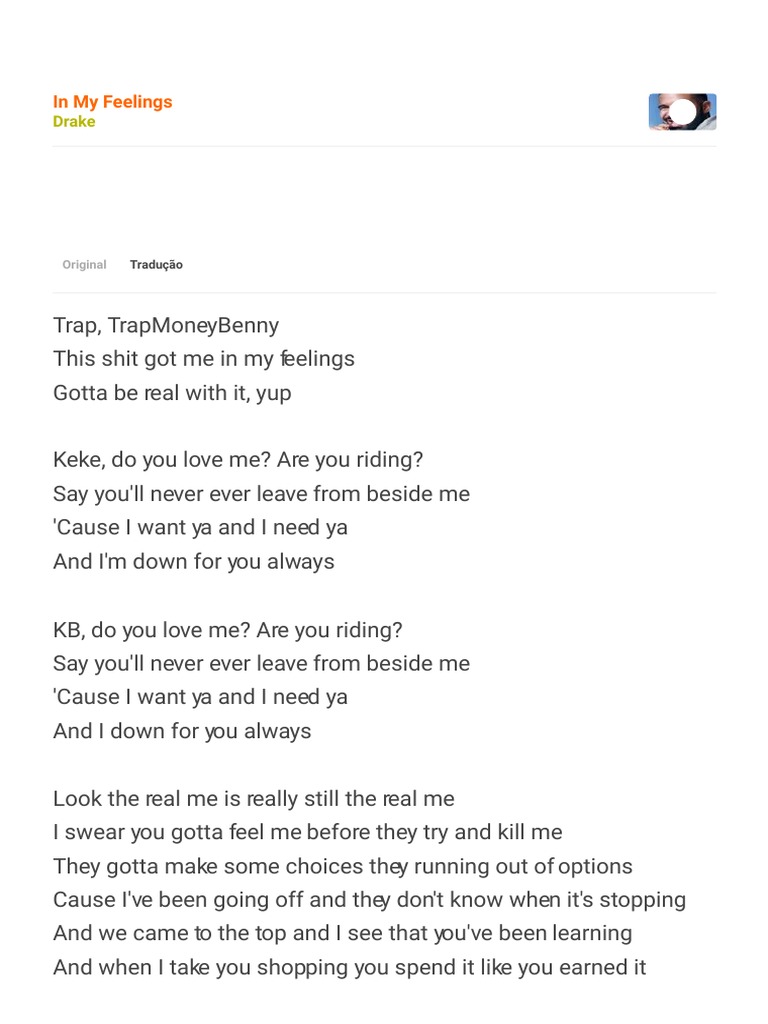 In My Feelings - Drake | PDF | Recorded Music | Hip Hop