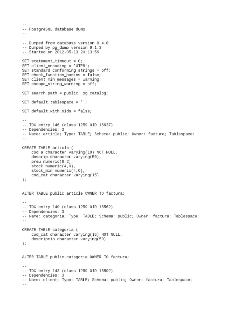 Factura | PDF | Postgre Sql | Sql