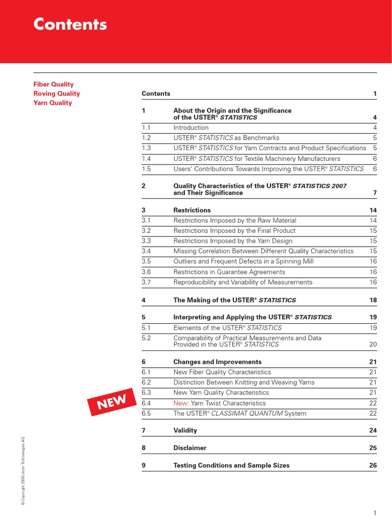 Introduction To Uster Statistics | PDF | Yarn | Spinning (Textiles)