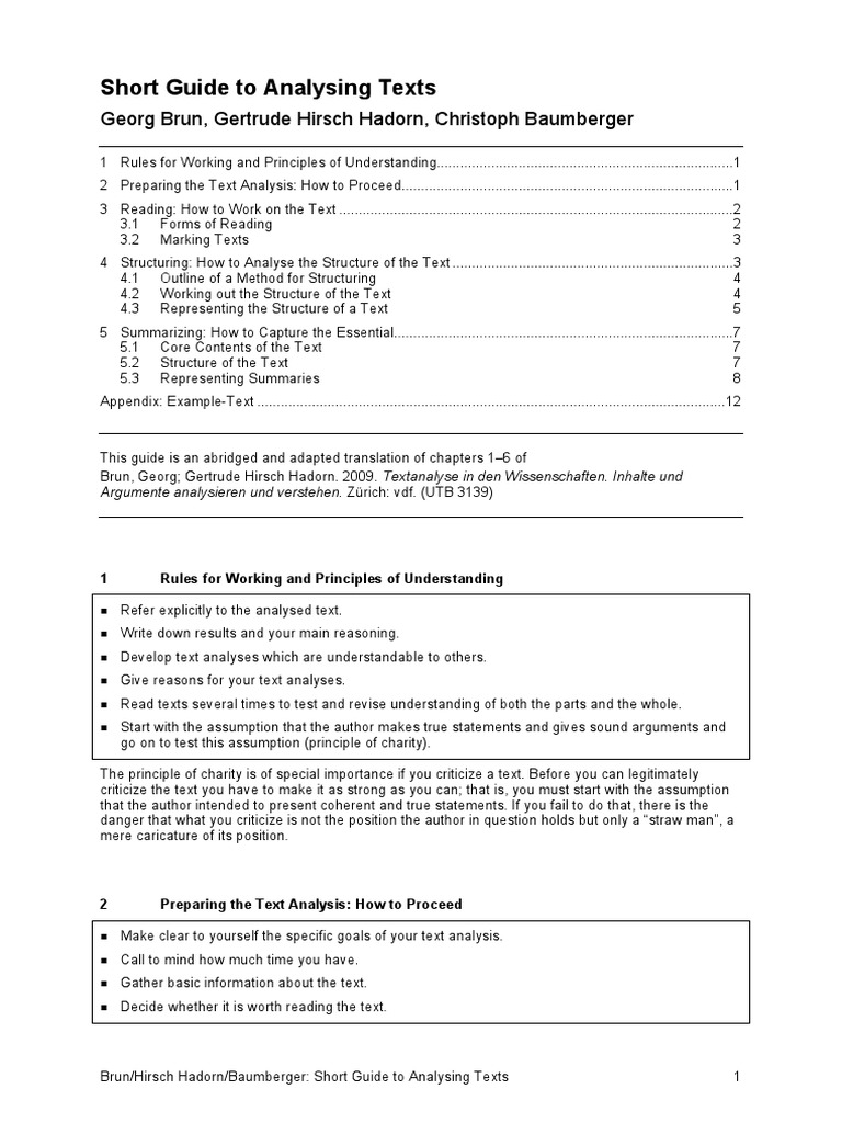 Guide Analyzing Texts PDF | PDF | Reading (Process) | Abstract (Summary)