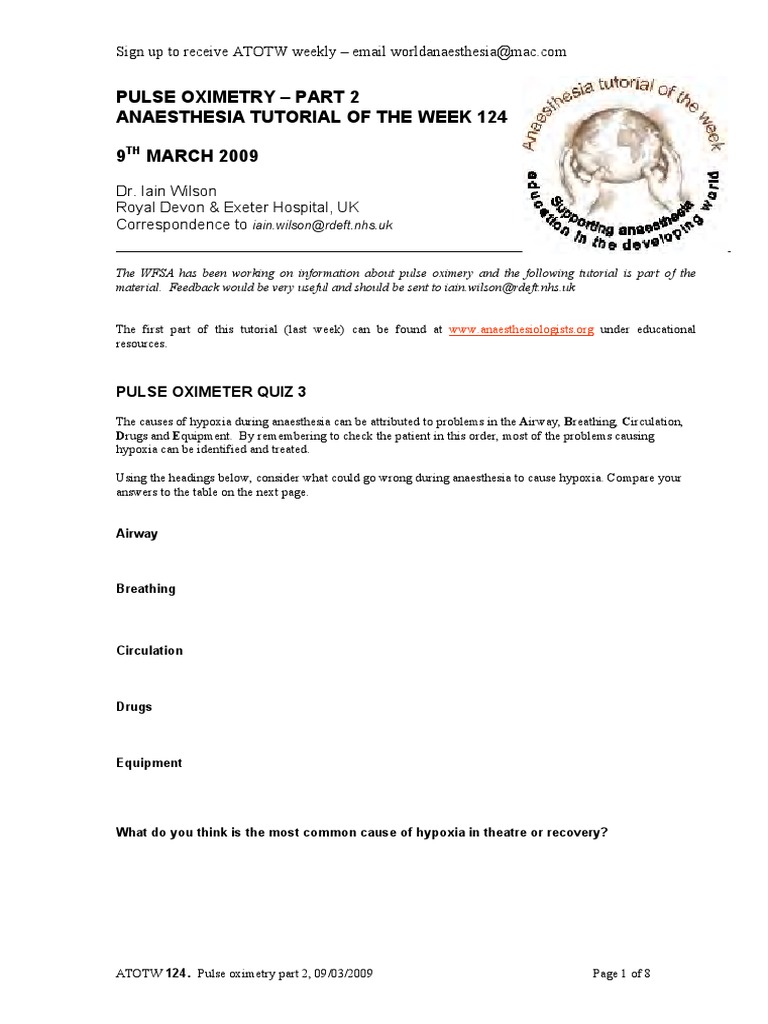124 Pulse Oximetry Part 2 | PDF | Breathing | Hypoxia (Medical)