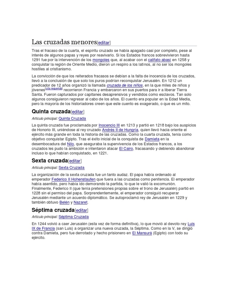 Resumen de las Cruzadas Menores | PDF | Cruzadas | imperio Otomano