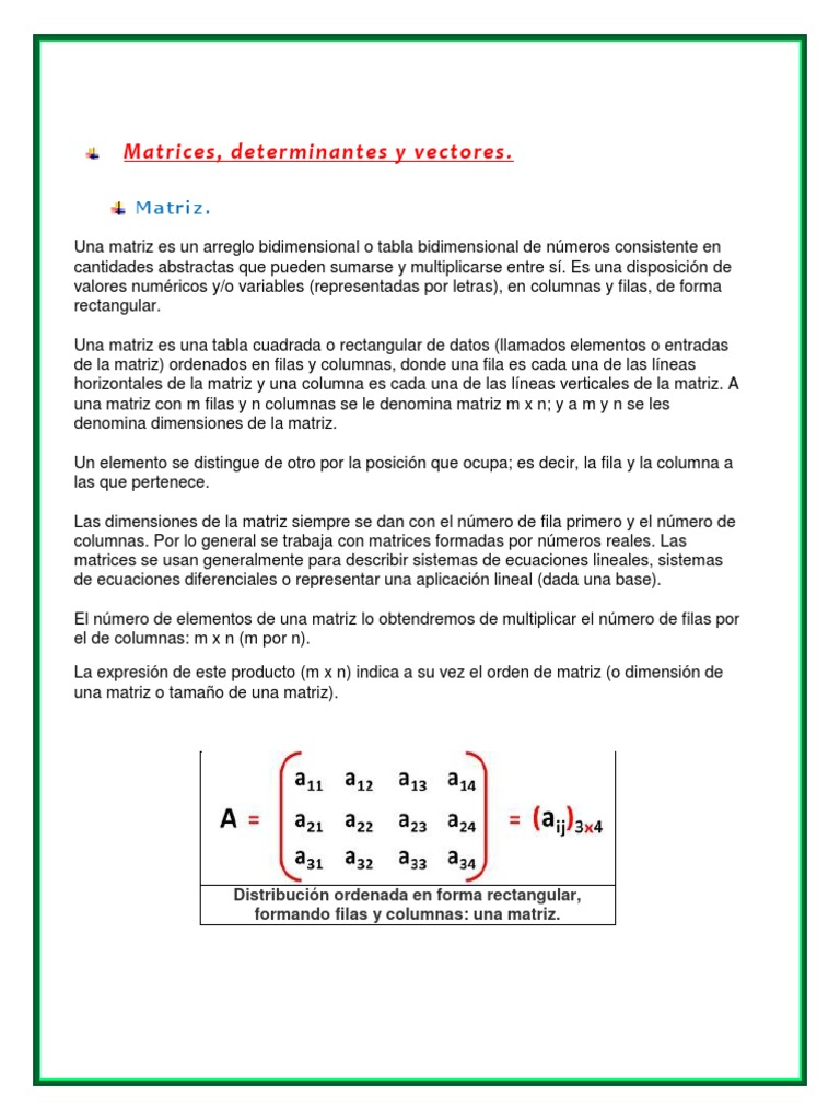 Matrices Matematica | PDF | Matriz (Matemáticas) | Determinante