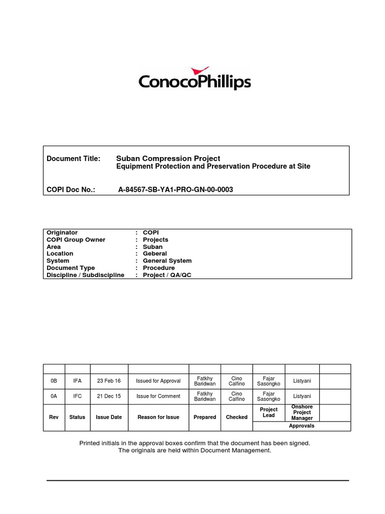 Suban Compression Project: Document Title: Equipment Protection and ...