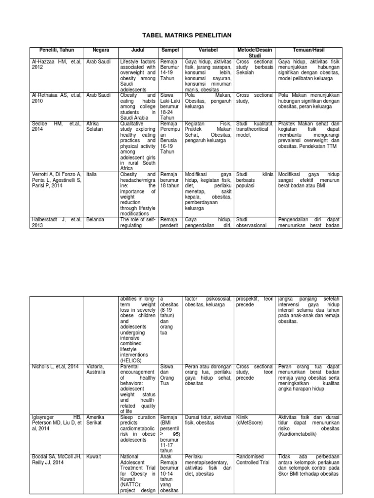 Tabel Matriks Literatur Review | PDF