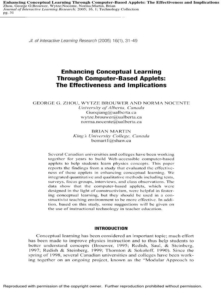 Journal of Interactive Learning Research 2005 16, 1 Technology ...