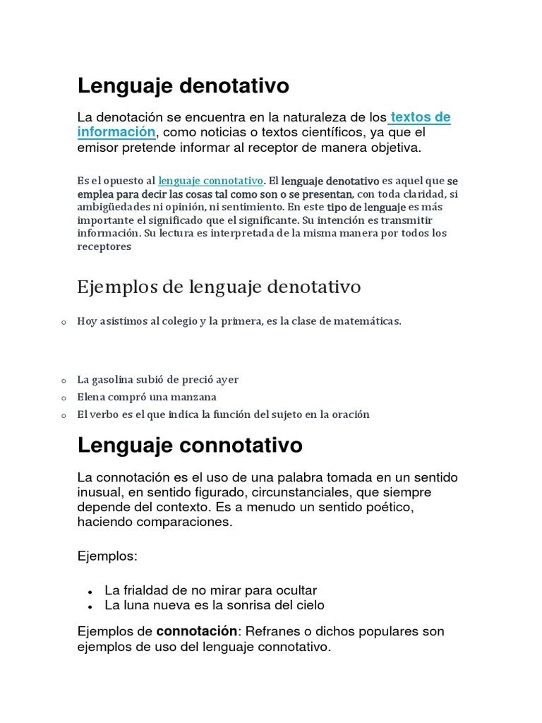 Lenguaje Denotativo y Connotativo | PDF | Connotación | Comunicación
